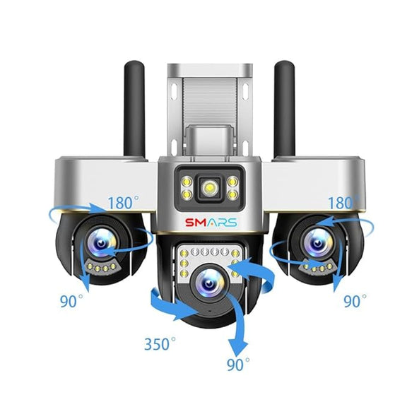 Smars Triple Lens 3 Screen WiFi PTZ Security Camera | Rotating Outdoor ...