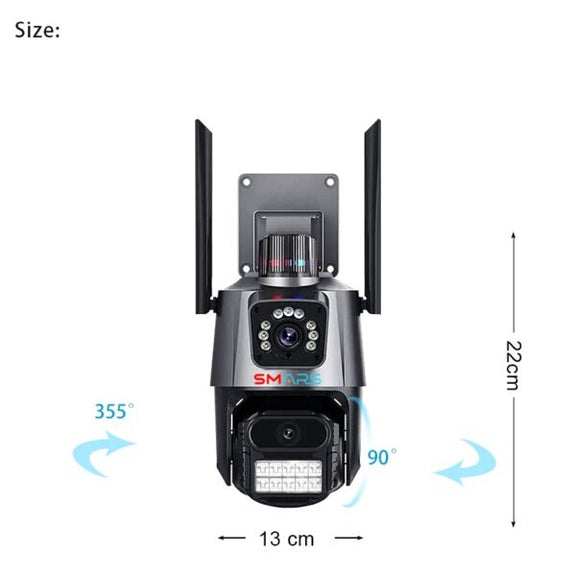 smars 4+4MP Dual Lens 1920P UHD 4G SIM Based PTZ Security Camera | Pan ...
