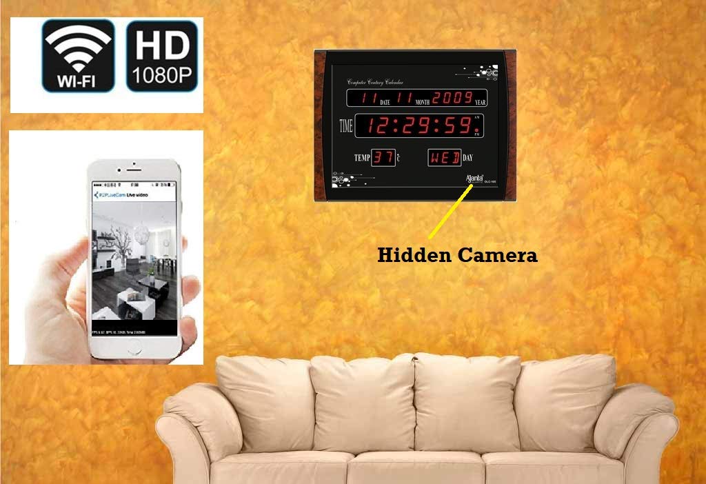 Smars® Digital Spy Wall Clock 1080P Security Camera WiFi Enabled IP Cam ...