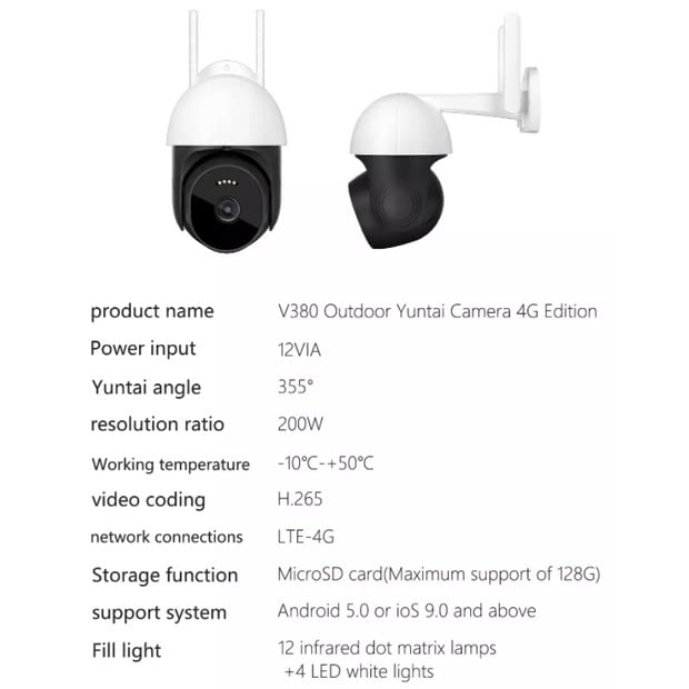 smars® 4G SIM Security PTZ IP Camera WiFi Outdoor Speed Dome Wireless ...