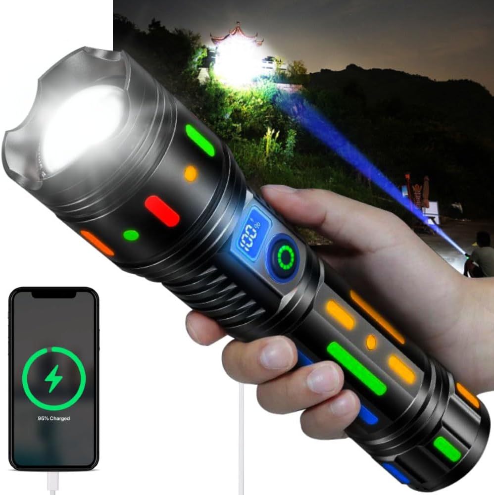 smars High Powered Handheld Flashlight, Rechargeable LED Flashlights ...