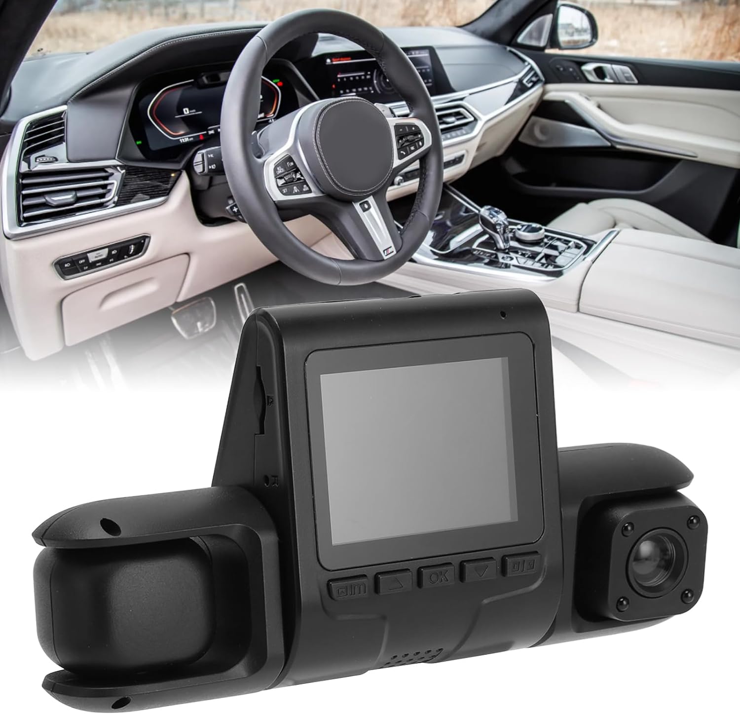 Smars 2" Screen Time Synchronization 3 Lens HD Night Monitoring Dash ...